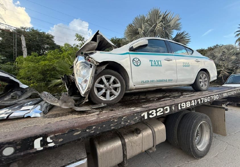 Oncoming taxi gets the worst of it in a three vehicle highway collision ...