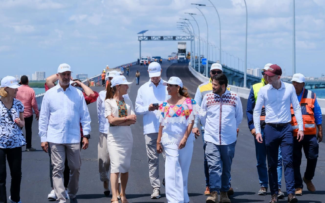 Authorities tour Cancun's Nichupté Bridge as it undergoes load testing ...